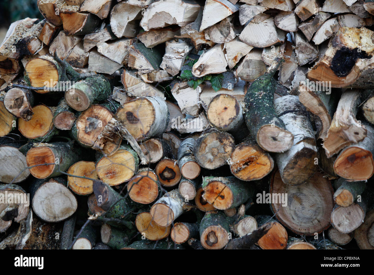 A pile of firewood/logs neatly stacked up ready for use Stock Photo - Alamy