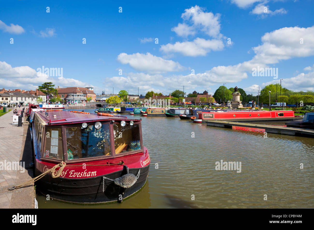 stratford upon avon bancroft canal basin with narrow boats moored ...