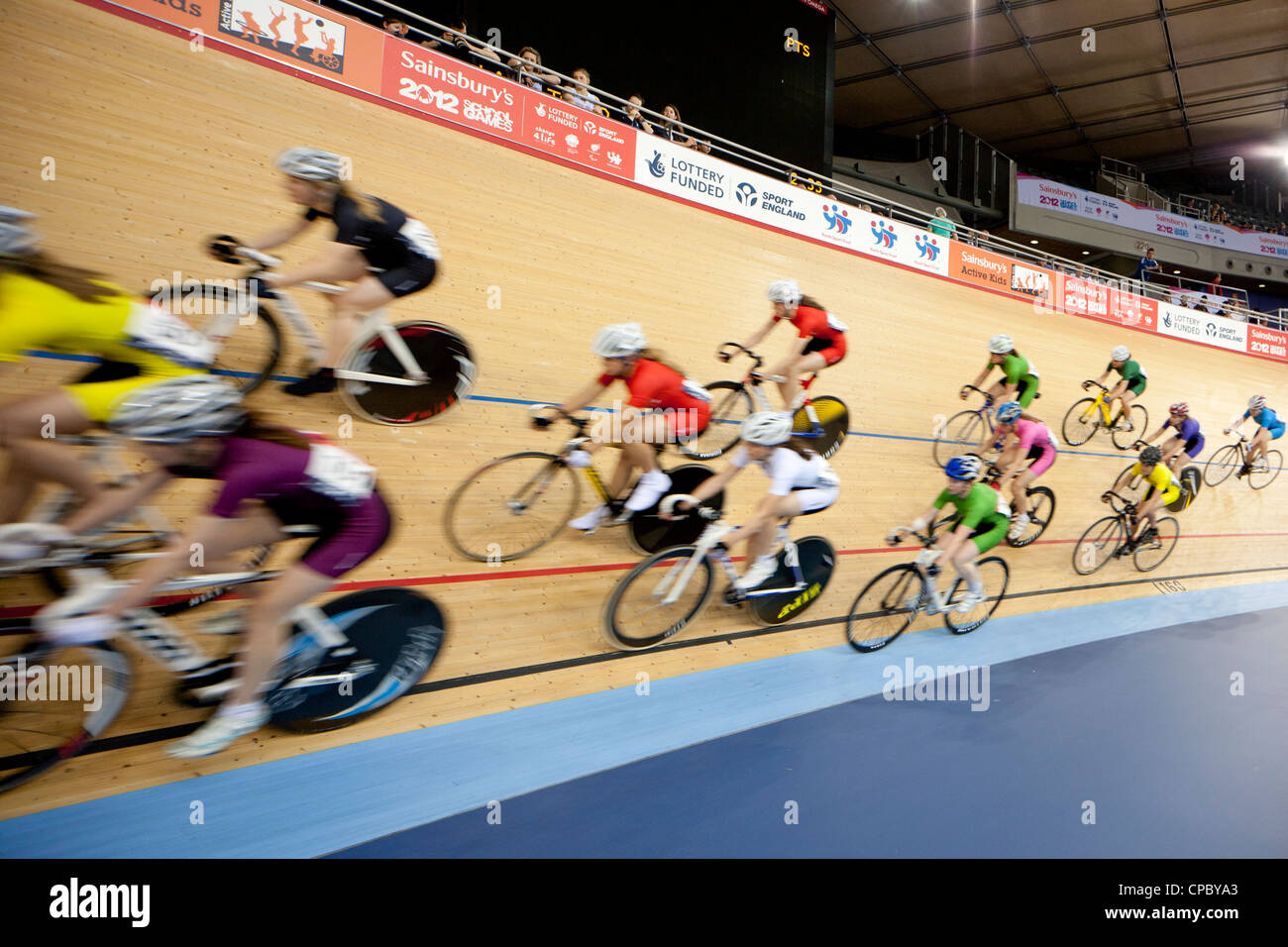 Group of cyclist on the track of the Velodrome, Olympics Stock Photo ...