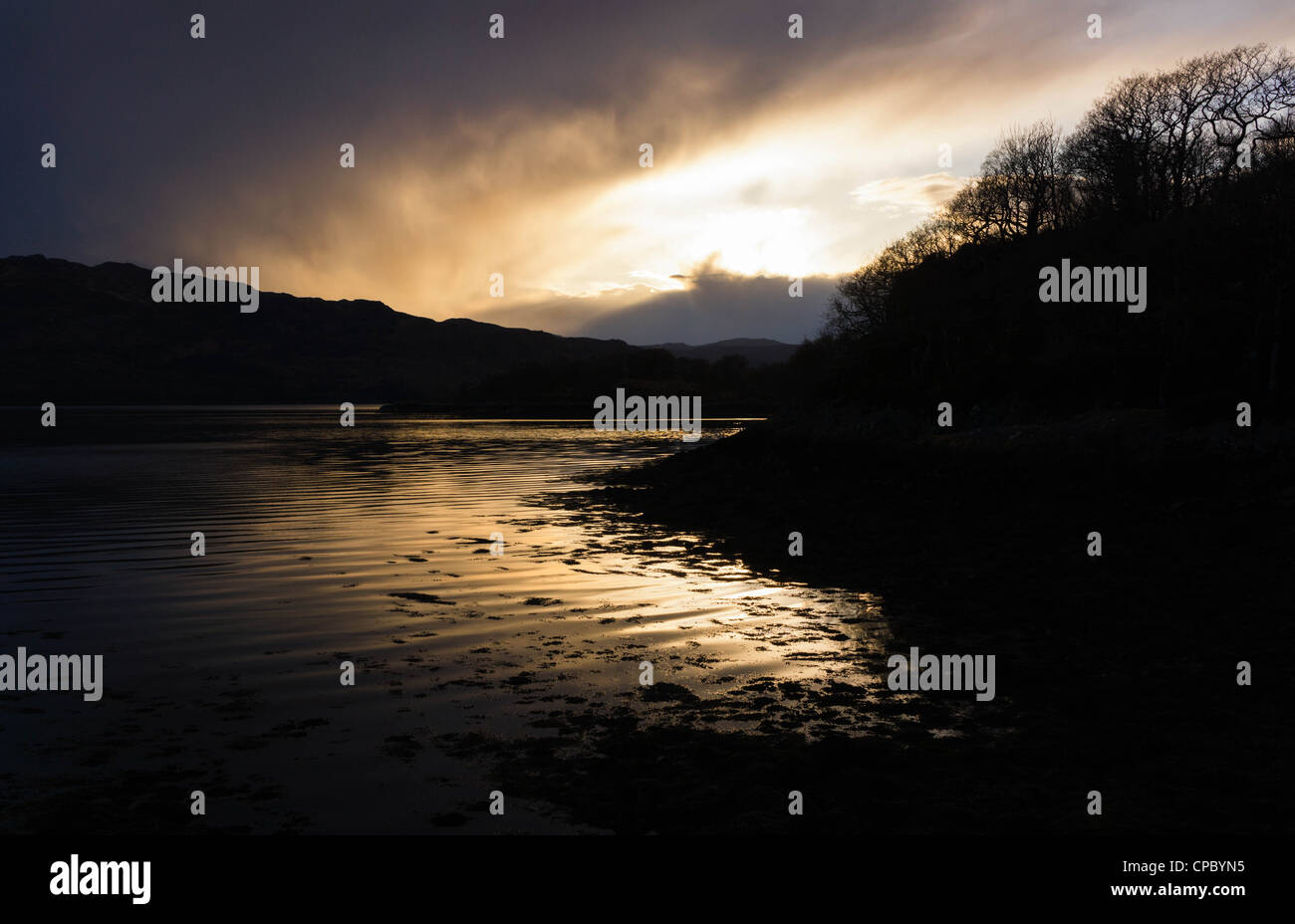 Sunset over Loch Sunart in the Scottish Highlands Stock Photo - Alamy