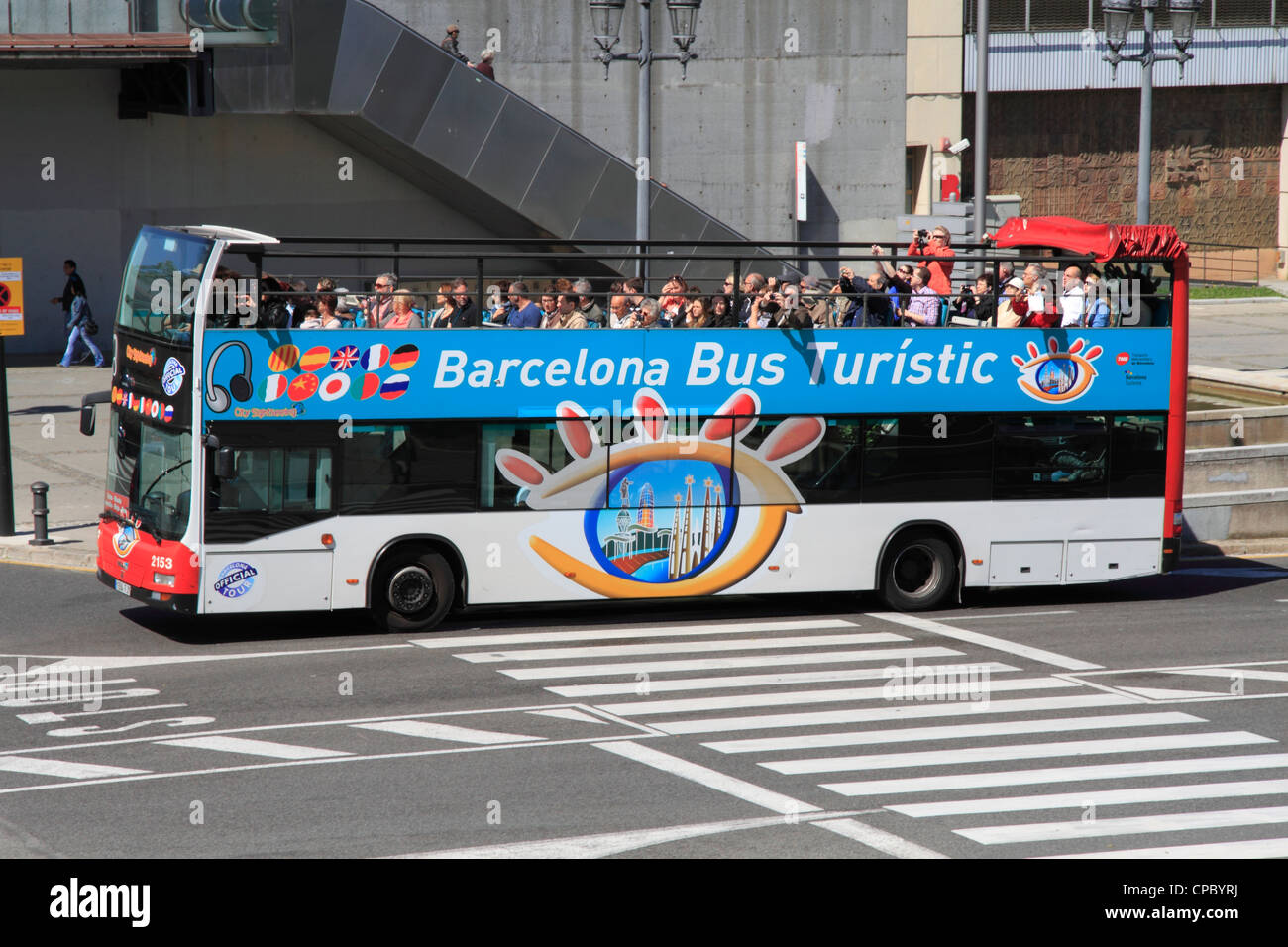 Spain Catalonia Barcelona, tourist bus Stock Photo - Alamy