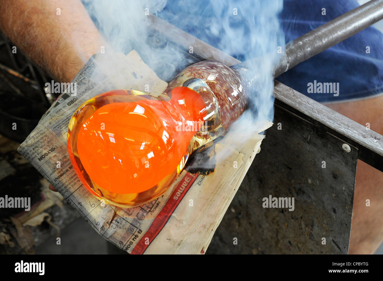 hand shaping glass bottle Stock Photo - Alamy
