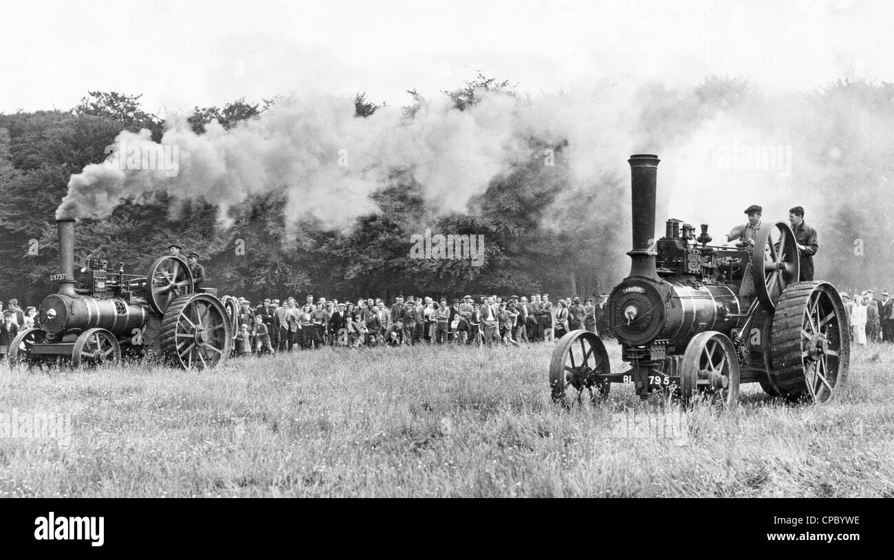 A traction engine race at Appleford in 1951. Nearer the camnera is ...