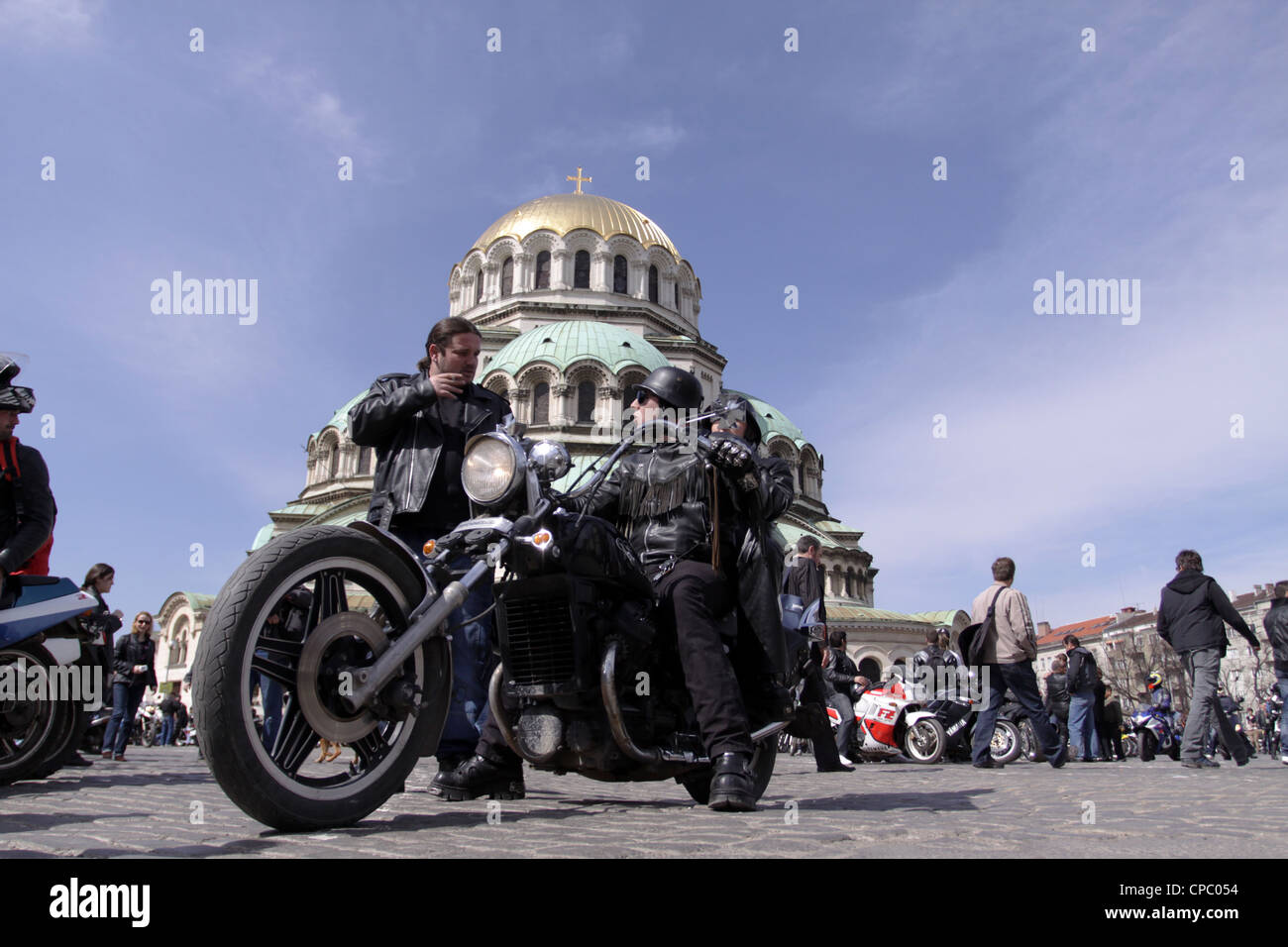 motorcycle, church, Bulgaria, Sofia, Bulgaria, Aleksandar Nevski Stock ...