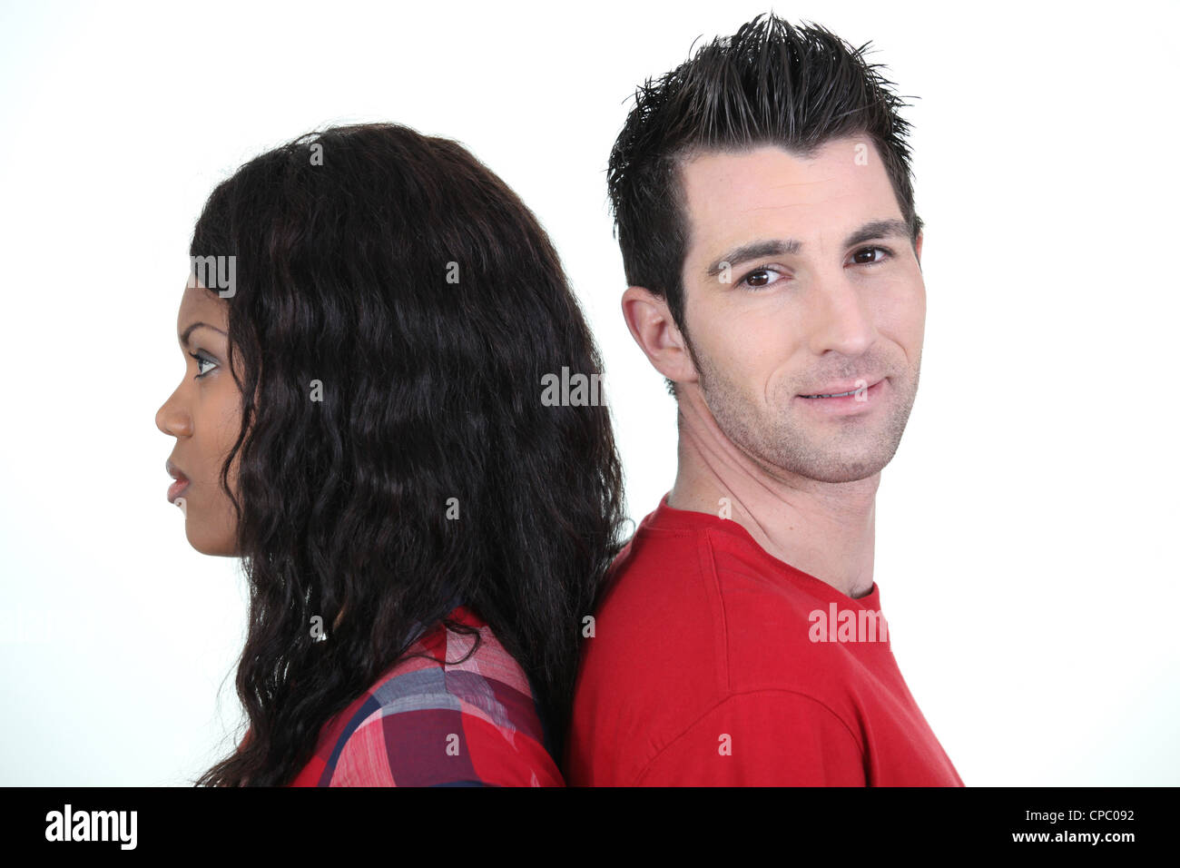 young black and white duo back to back Stock Photo - Alamy