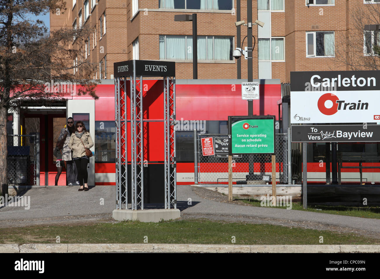 An OC Transpo O-Train is pictured at the Carleton station in Ottawa ...