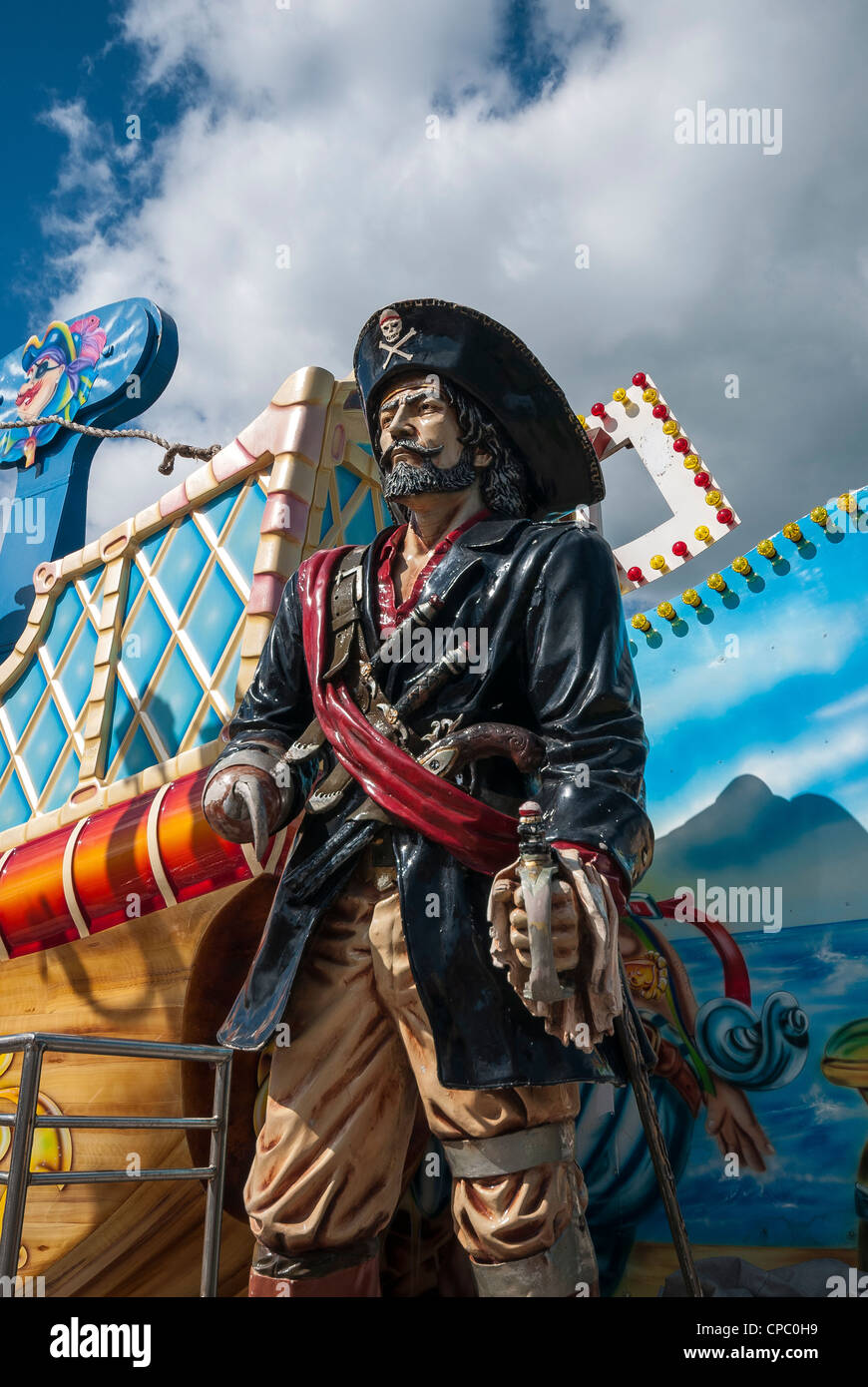 Pirate figure in Weymouth Alexandra Gardens fun fair Stock Photo - Alamy