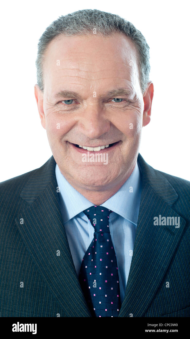 Business executive posing in front of camera isolated over white Stock ...