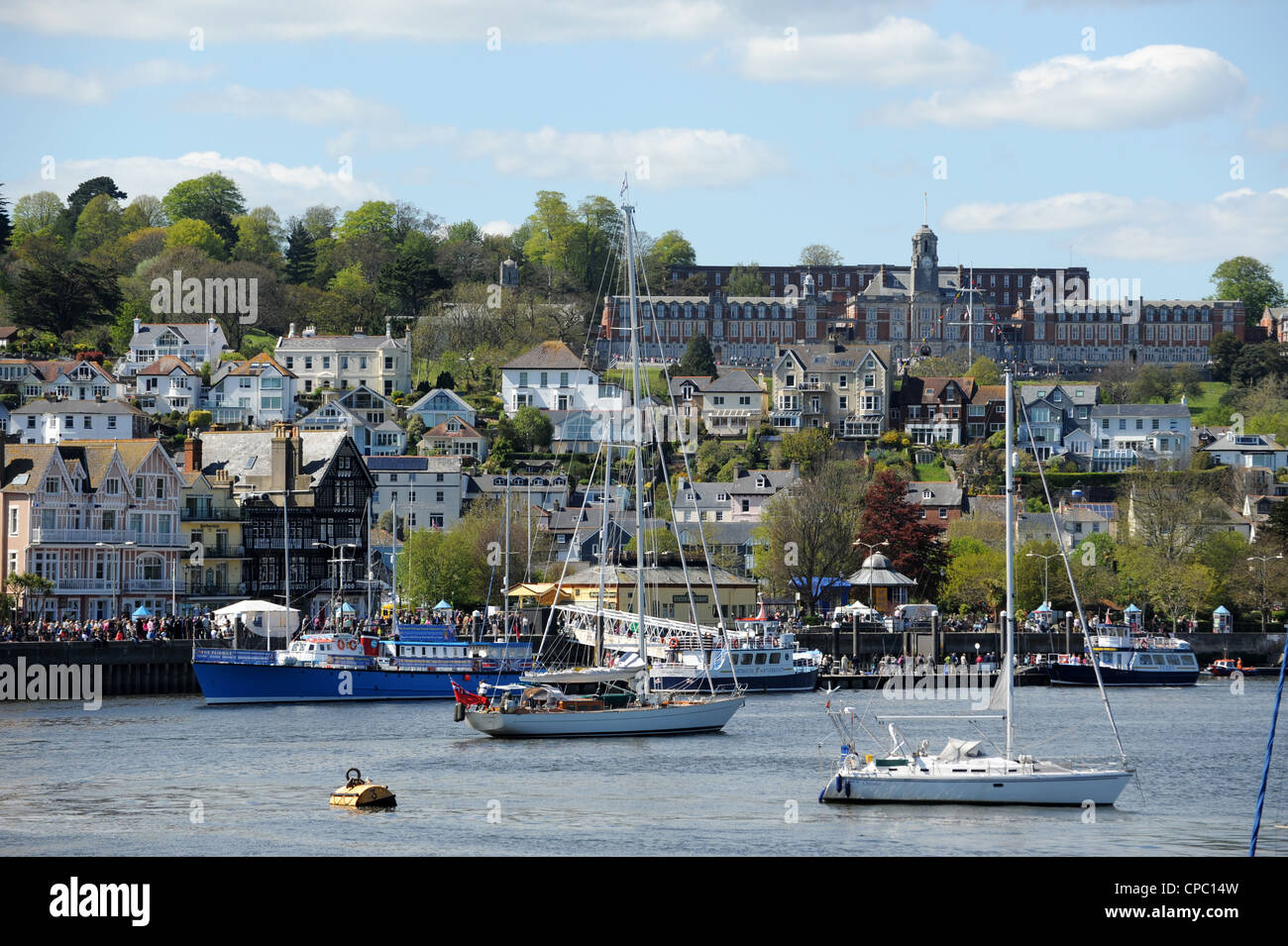 Boats on the River Dart estuary in Dartmouth Devon England Stock Photo ...