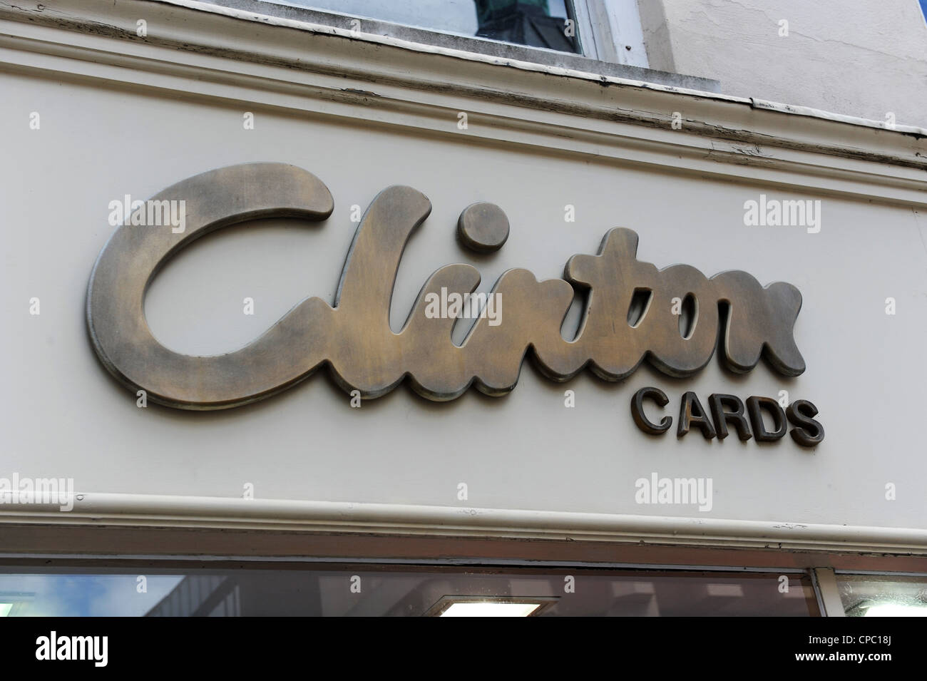 Clinton Cards shop sign logo uk Stock Photo - Alamy