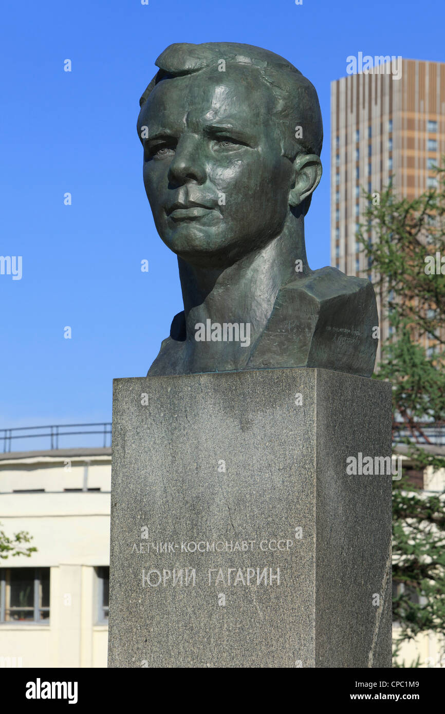 Bust of the world's first human in space Soviet cosmonaut Yuri Gagarin ...
