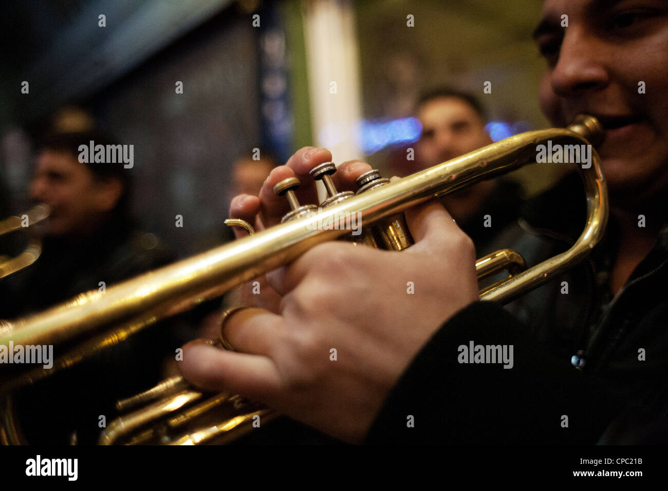 Gypsy musicians playing traditional music in the Modiano Market in ...
