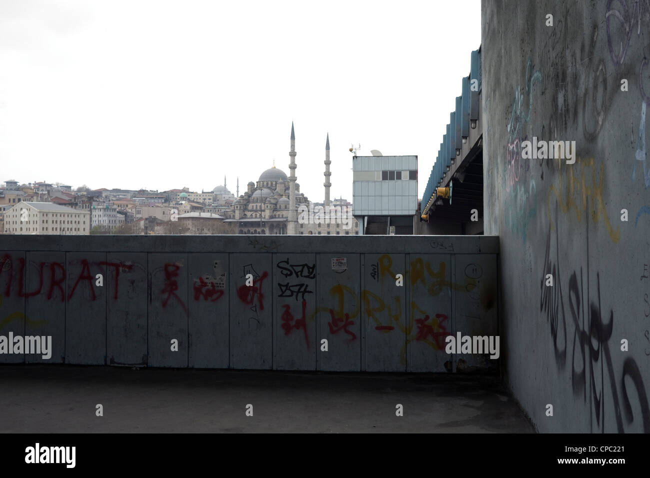 graffiti at Galata bridge and mosque, Istanbul, Turkey Stock Photo - Alamy