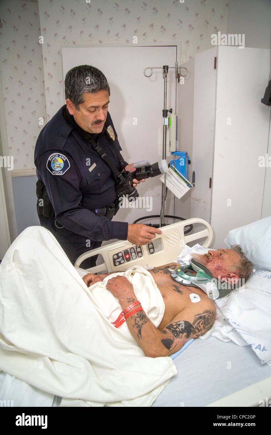 At a local hospital a Hispanic police crime scene investigator ...