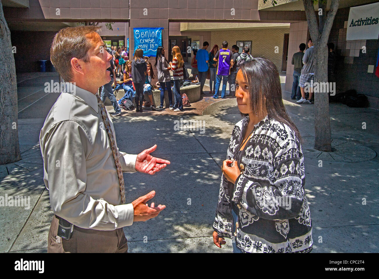 Principal talking to students hi-res stock photography and images - Alamy
