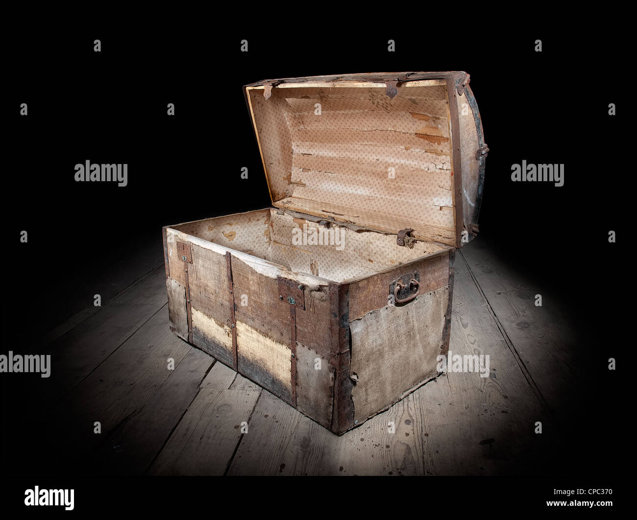 Treasure chest is open and empty Stock Photo - Alamy