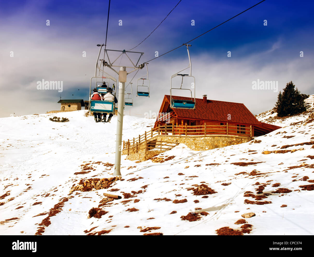 Ski lift somewhere in Europe during winter season Stock Photo - Alamy