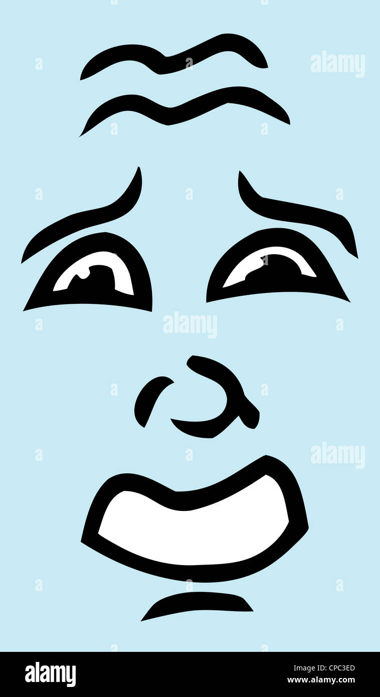 Cartoon of human face with terrified expression Stock Photo - Alamy
