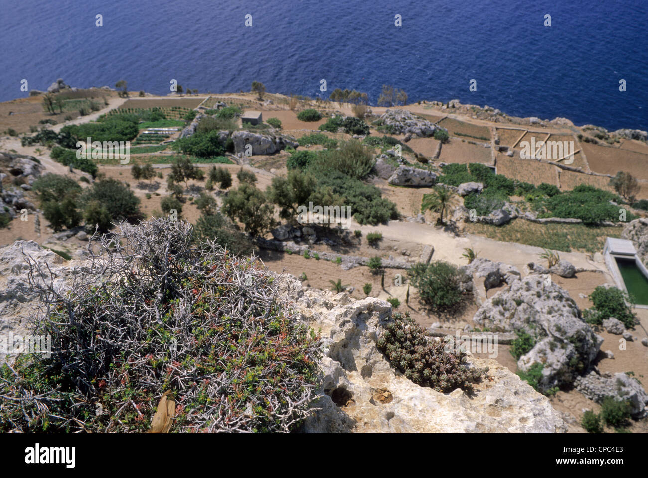 Northwest Malta, below the Marfa Ridge. Farming on the Edge Stock Photo ...