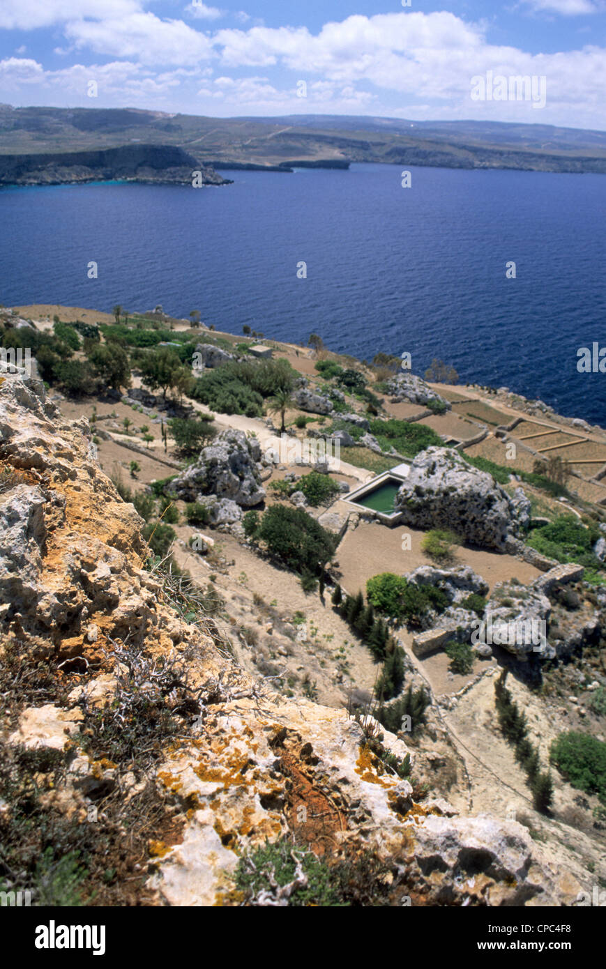 Northwest Malta, below the Marfa Ridge. Farming on the Edge Stock Photo ...