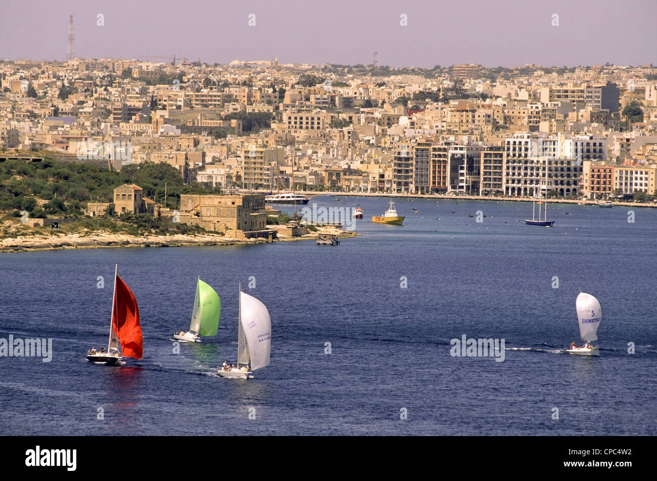 Sliema and Sliema Creek, Malta. View from Saint Elmo Fort, Valletta ...