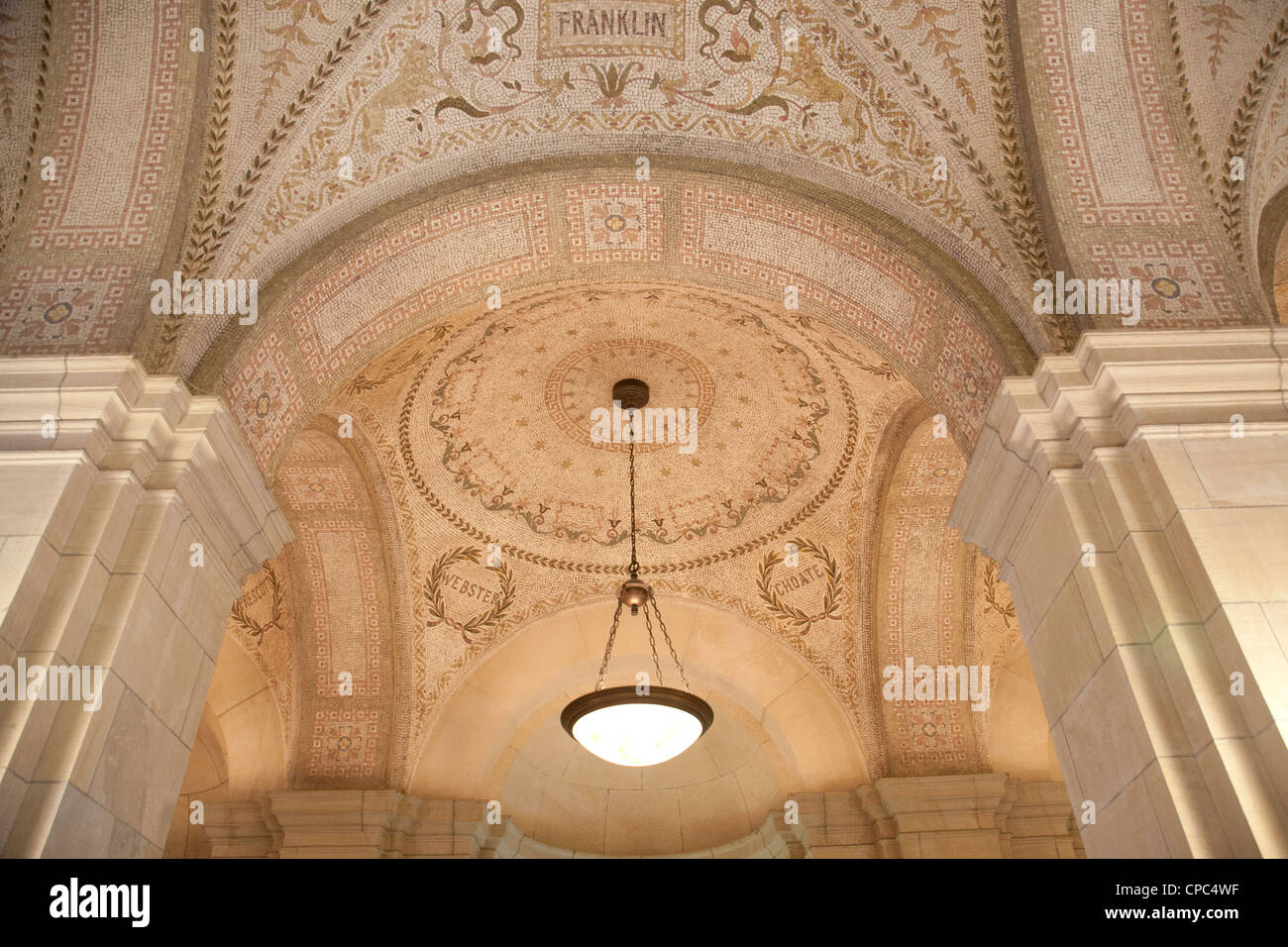 Boston Public Library entrance hall ceiling Stock Photo - Alamy