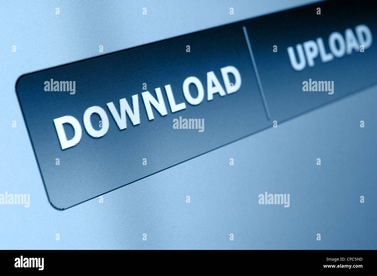 Closeup of Download and Upload Buttons on Screen of Monitor Stock Photo ...