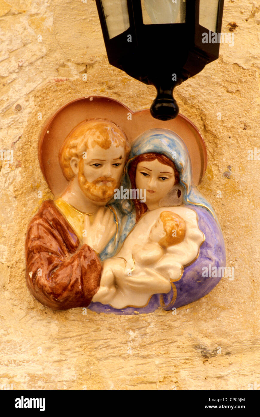Mdina, Malta. Ceramic Wall Decoration, Holy Family, Jesus, Mary, and ...