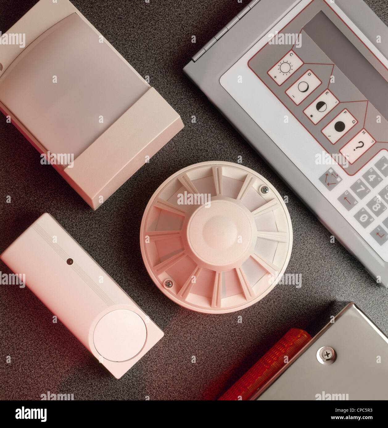 Smoke , fire detectors and control console Stock Photo - Alamy