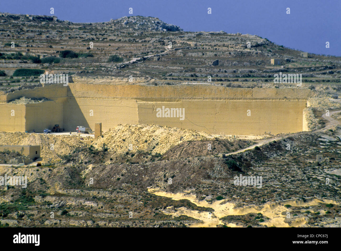 Gozo, Malta. Limestone Quarry, Semi-Arid Vegetation, Rocky Terrain ...
