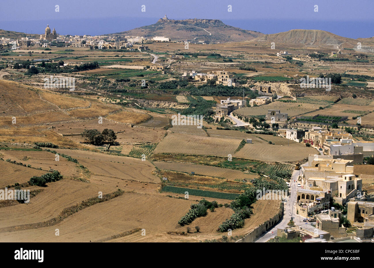 Gozo, Malta. Countryside and villages from the citadel, Victoria, Rabat ...