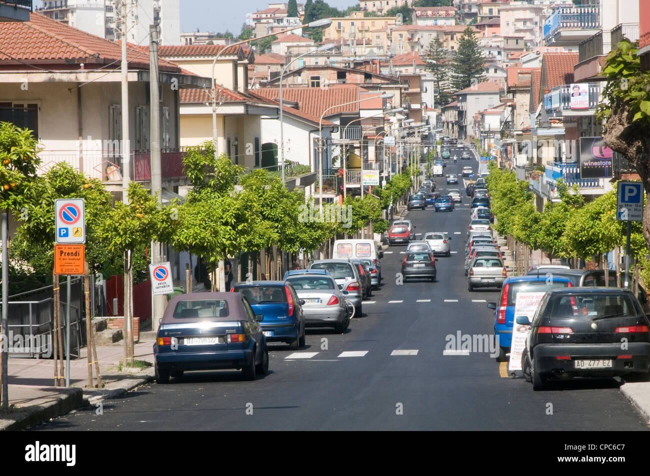 italian street scene Agropoli Italy road roads streets town towns ...