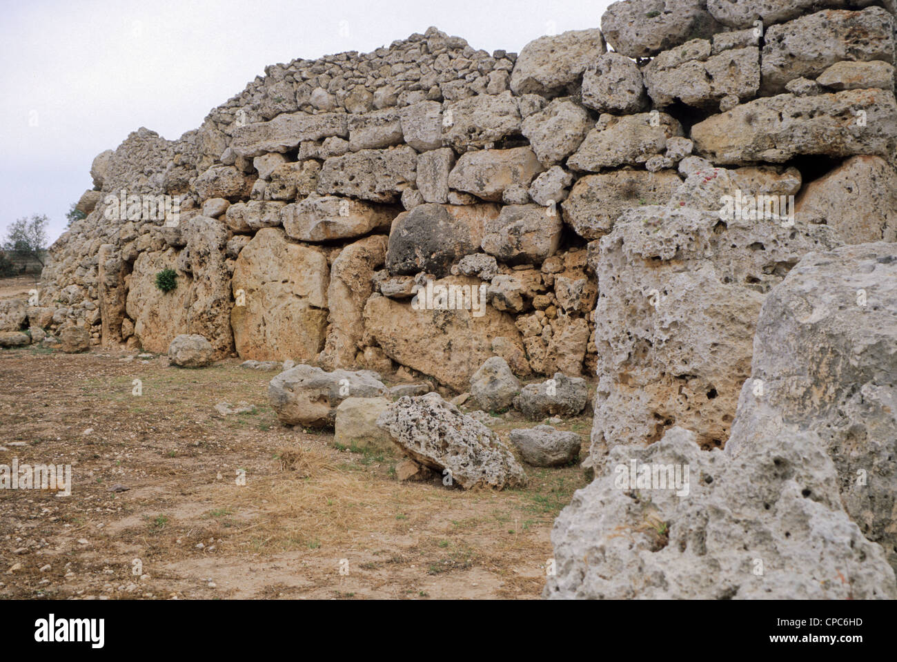 Ggantija, Gozo. - North Wall of Temple, built around 3500BC Stock Photo ...