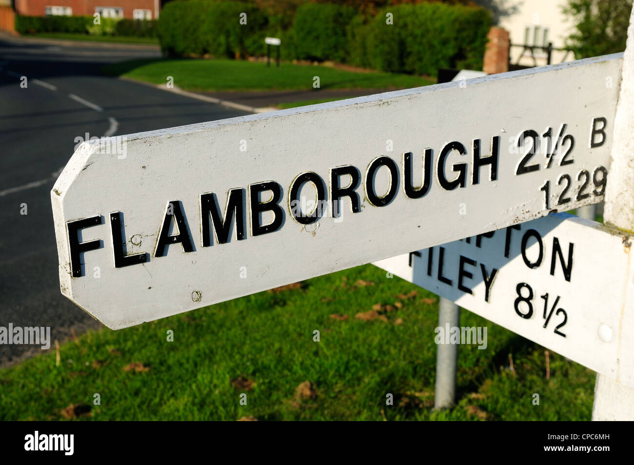 Village Road Sign Post To Flamborough.Yorkshire Wolds England Stock ...