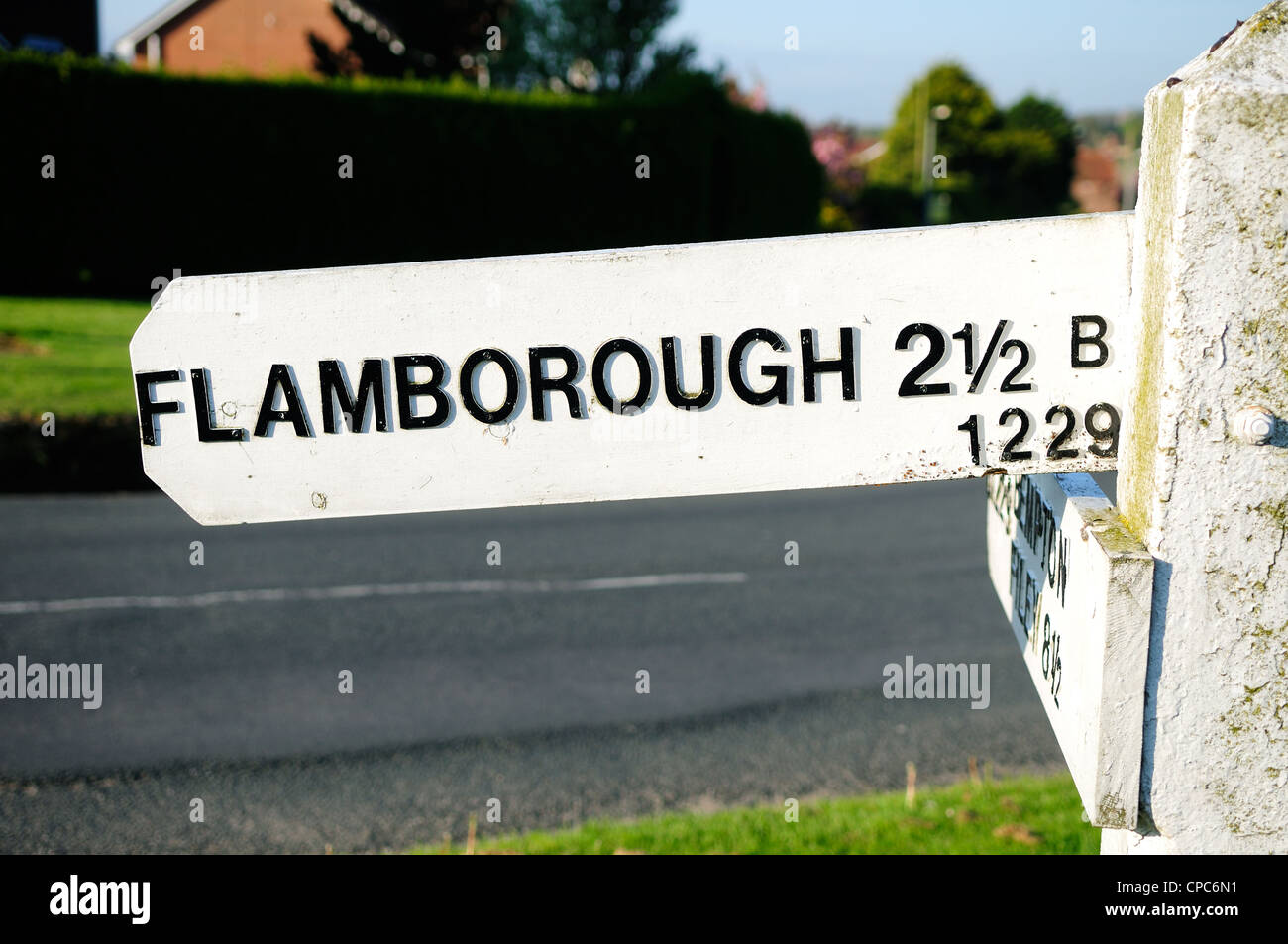 Village Road Sign Post To Flamborough.Yorkshire Wolds England Stock ...