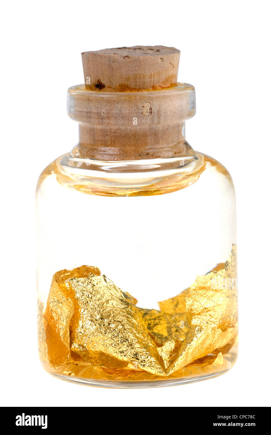 Gold flakes in a bottle hi-res stock photography and images - Alamy