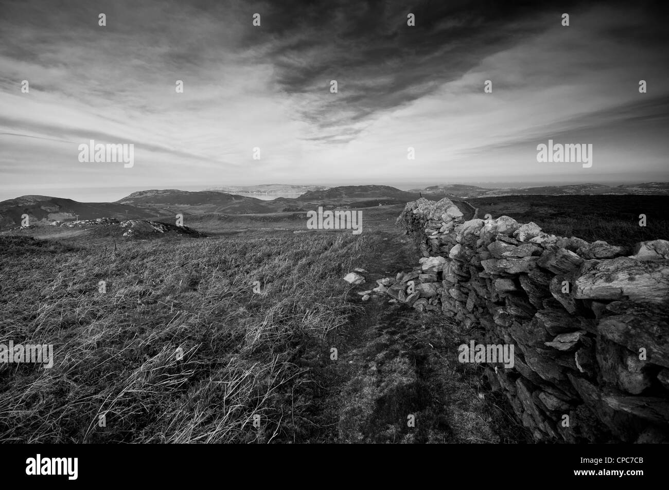 Moorland above Capelulo near the Conwy mountains by Maen Esgob looking ...