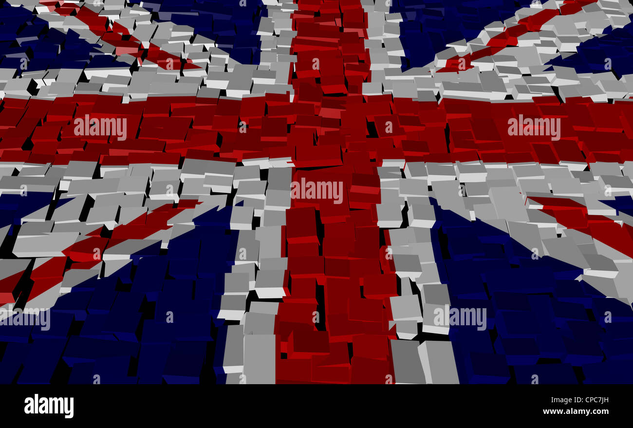 British flag on blocks illustration Stock Photo - Alamy