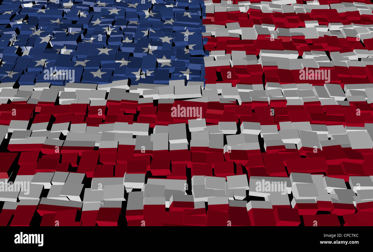 American flag on blocks illustration Stock Photo - Alamy