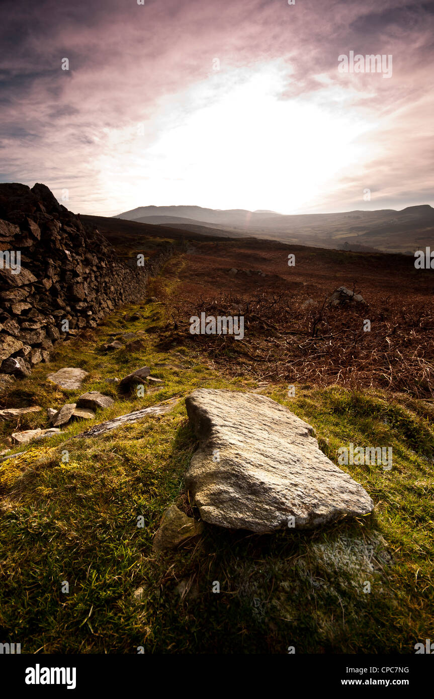 Moorland above Capelulo near the Conwy mountains by Maen Esgob looking ...