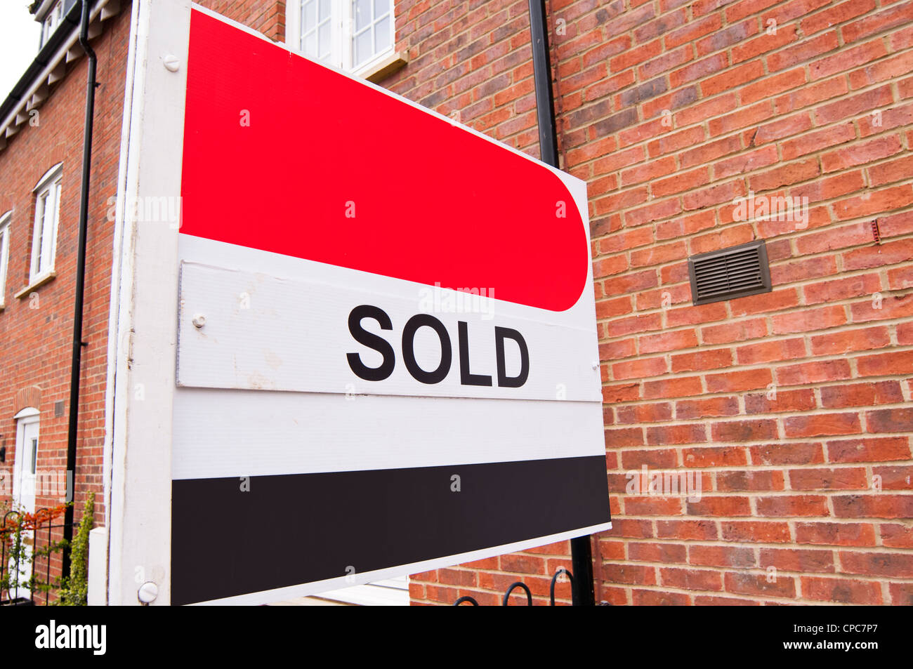 Sold sign by Estate Agent, UK. Estate Agent's details are removed in ...