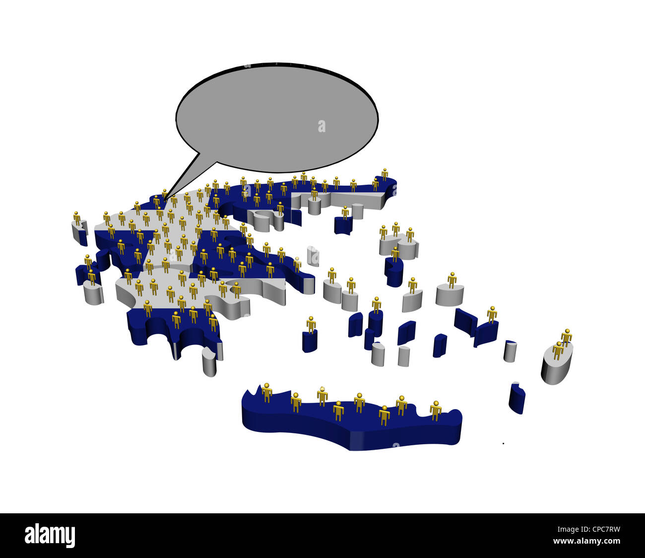Voice of Greek population on map flag illustration Stock Photo - Alamy