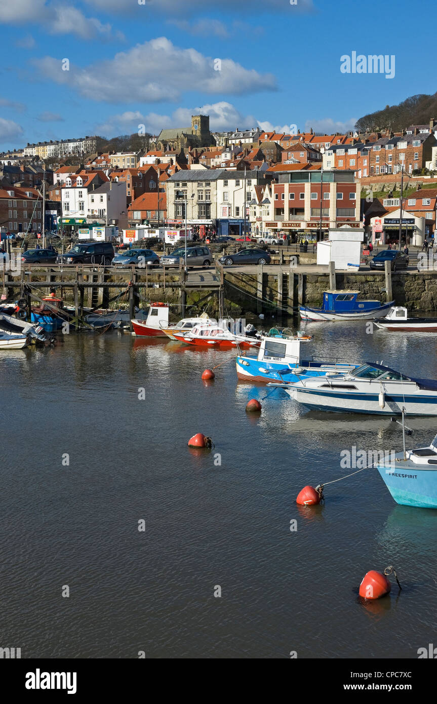 Boats in the harbour in winter Scarborough Inner Harbour North ...