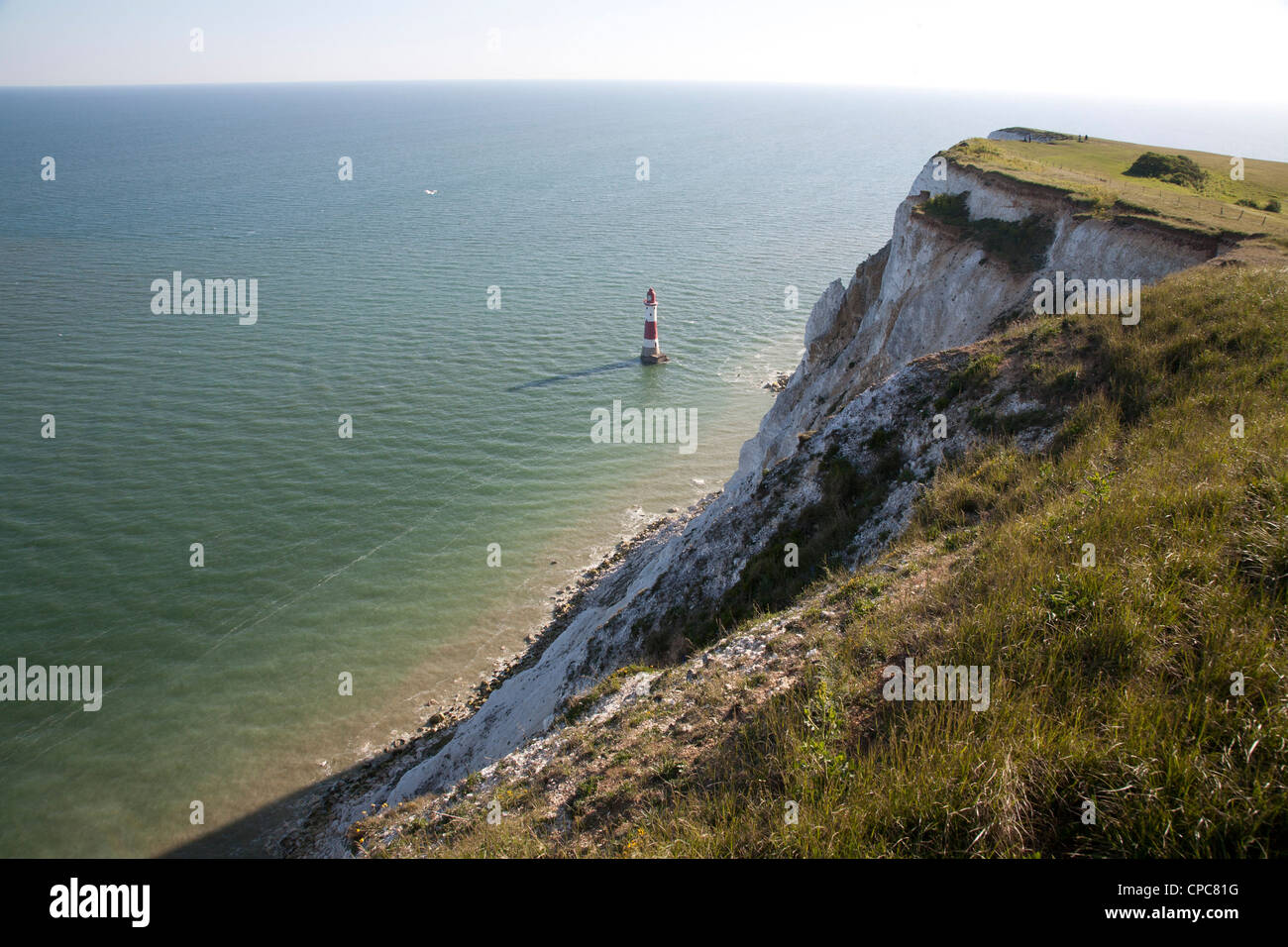 A view from the top of the cliff at Beachy Head down towards the ...