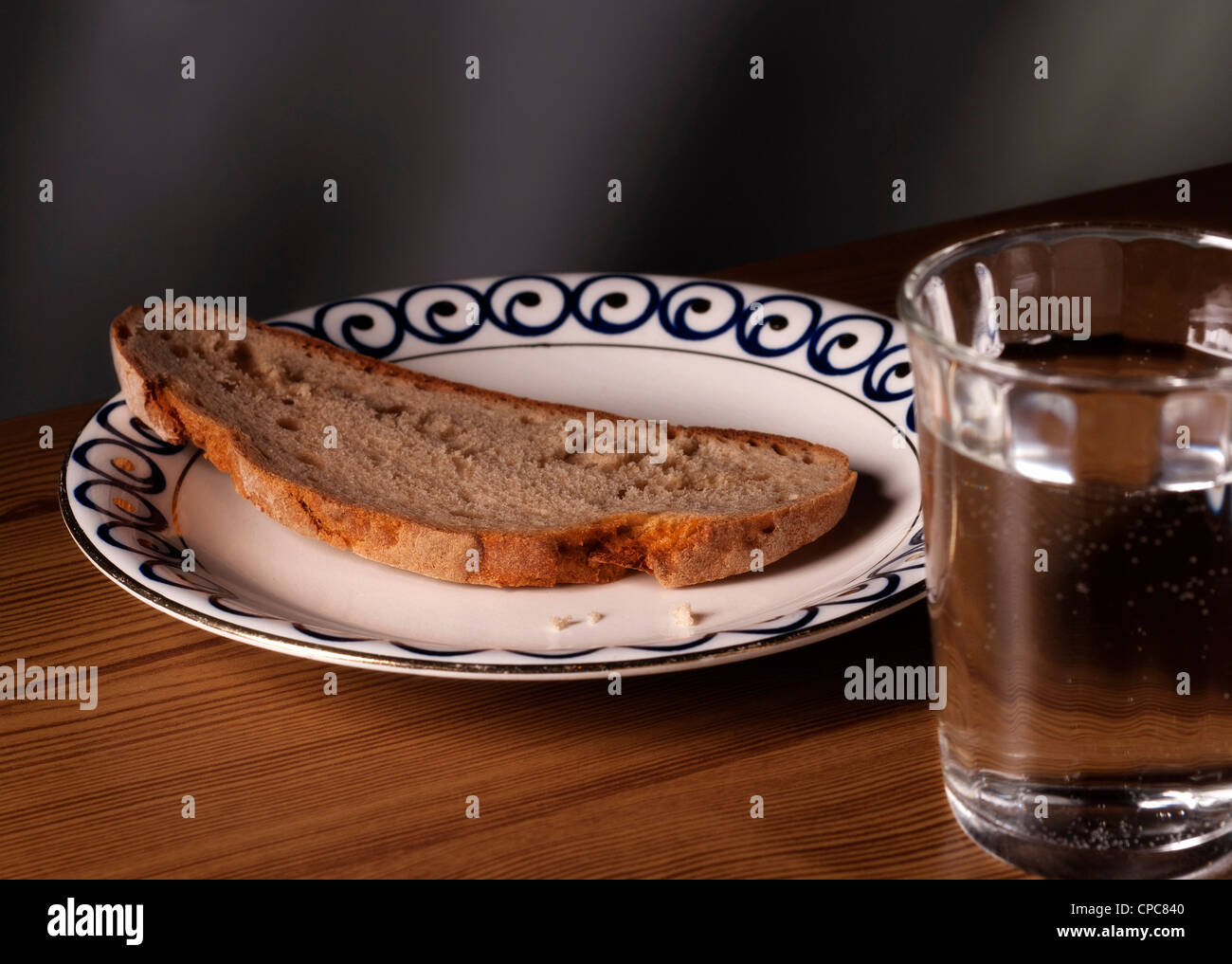 A simple meal of bread and water Stock Photo - Alamy