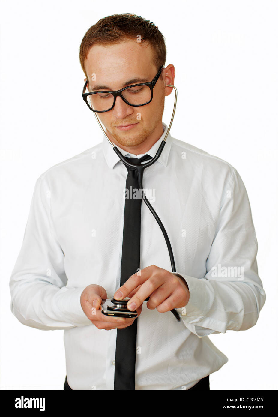 man with mobile phone repair Stock Photo - Alamy