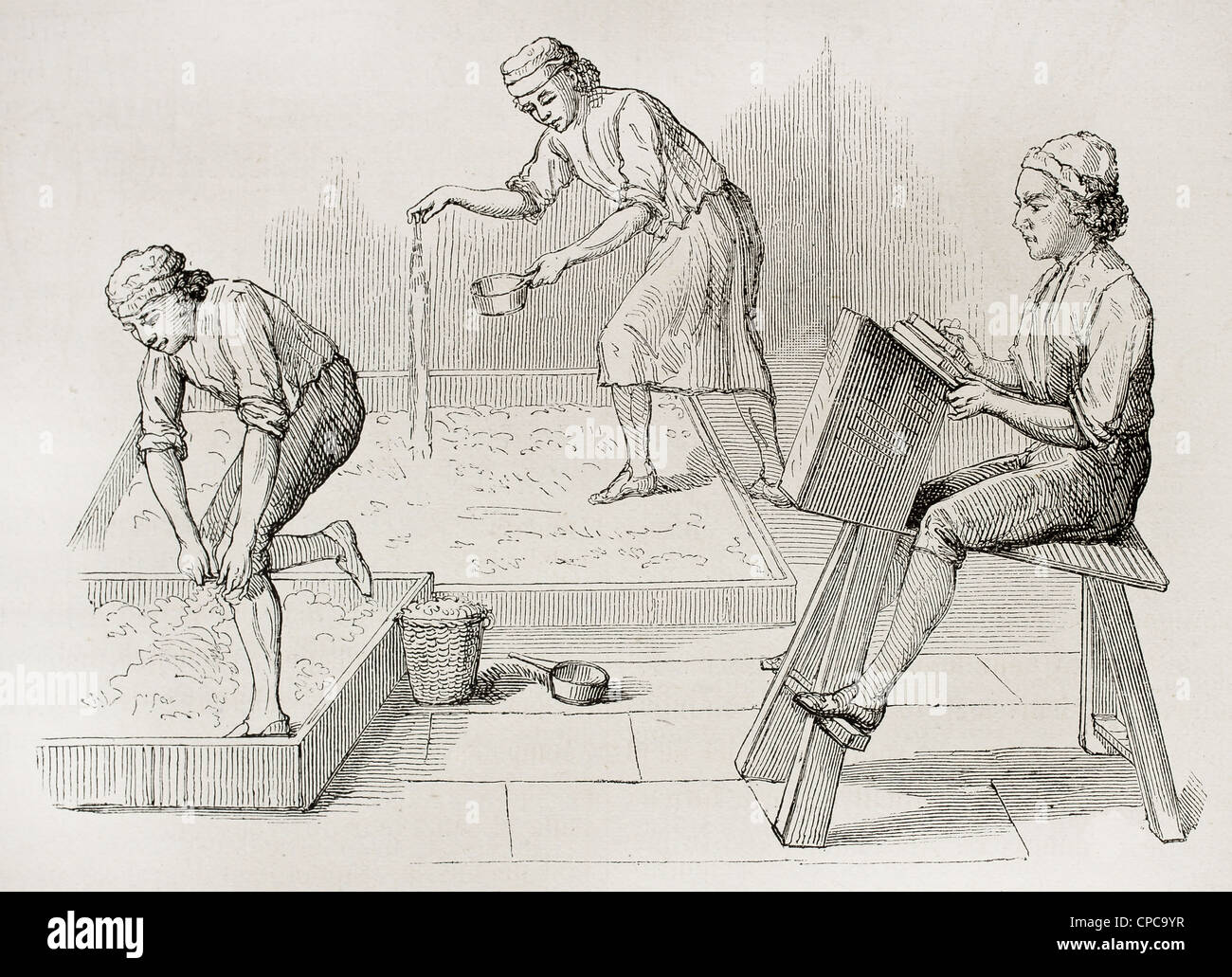 Wool workers old illustration Stock Photo - Alamy