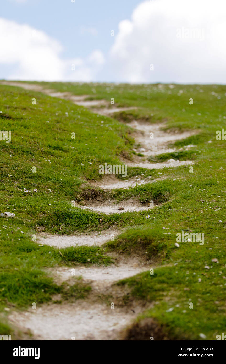 Steep footpath on the South Downs way, Seven Sisters country park ...