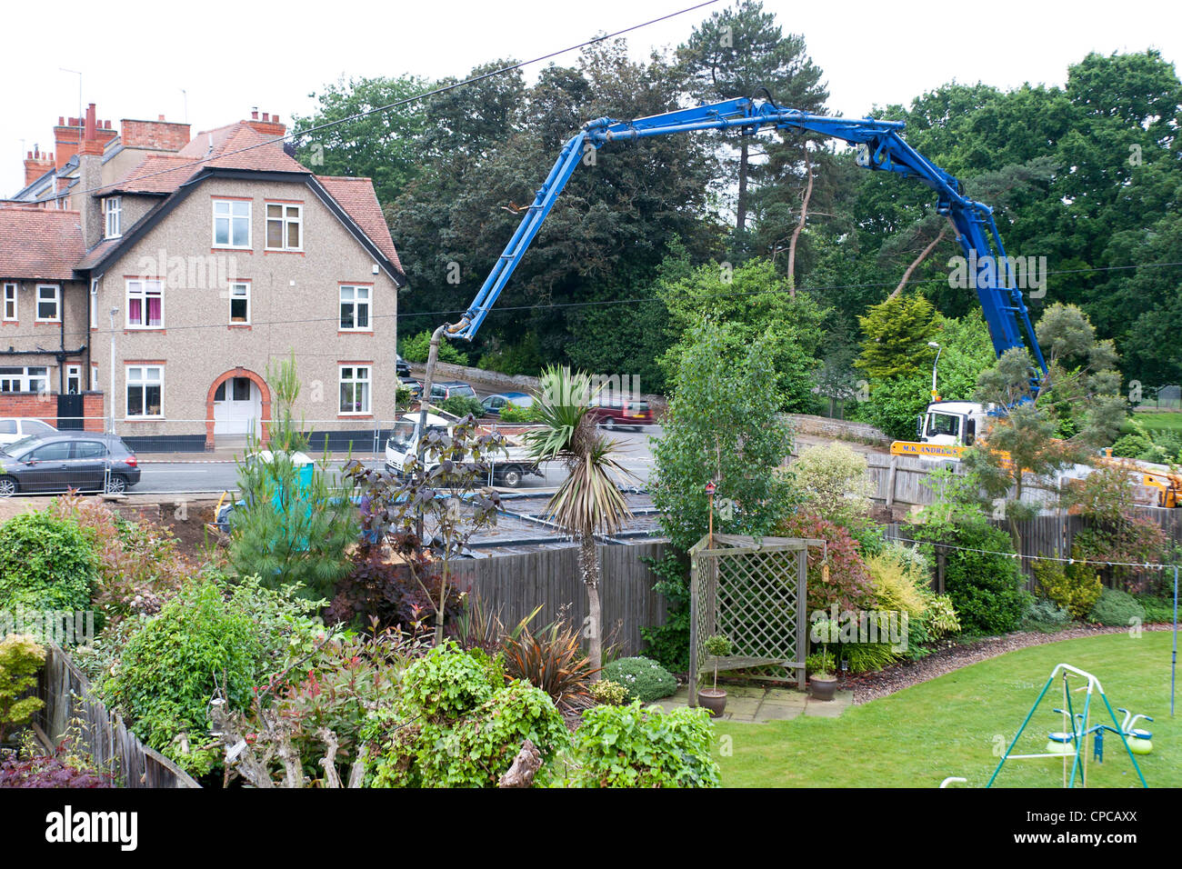 Pair of Semi's under construction by small builder Stock Photo - Alamy
