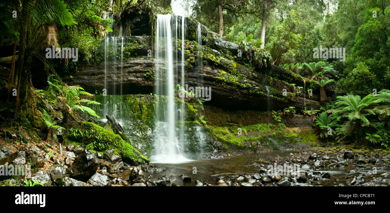 Russell Falls, Mount Field National Park, Central Tasmania in autumn ...